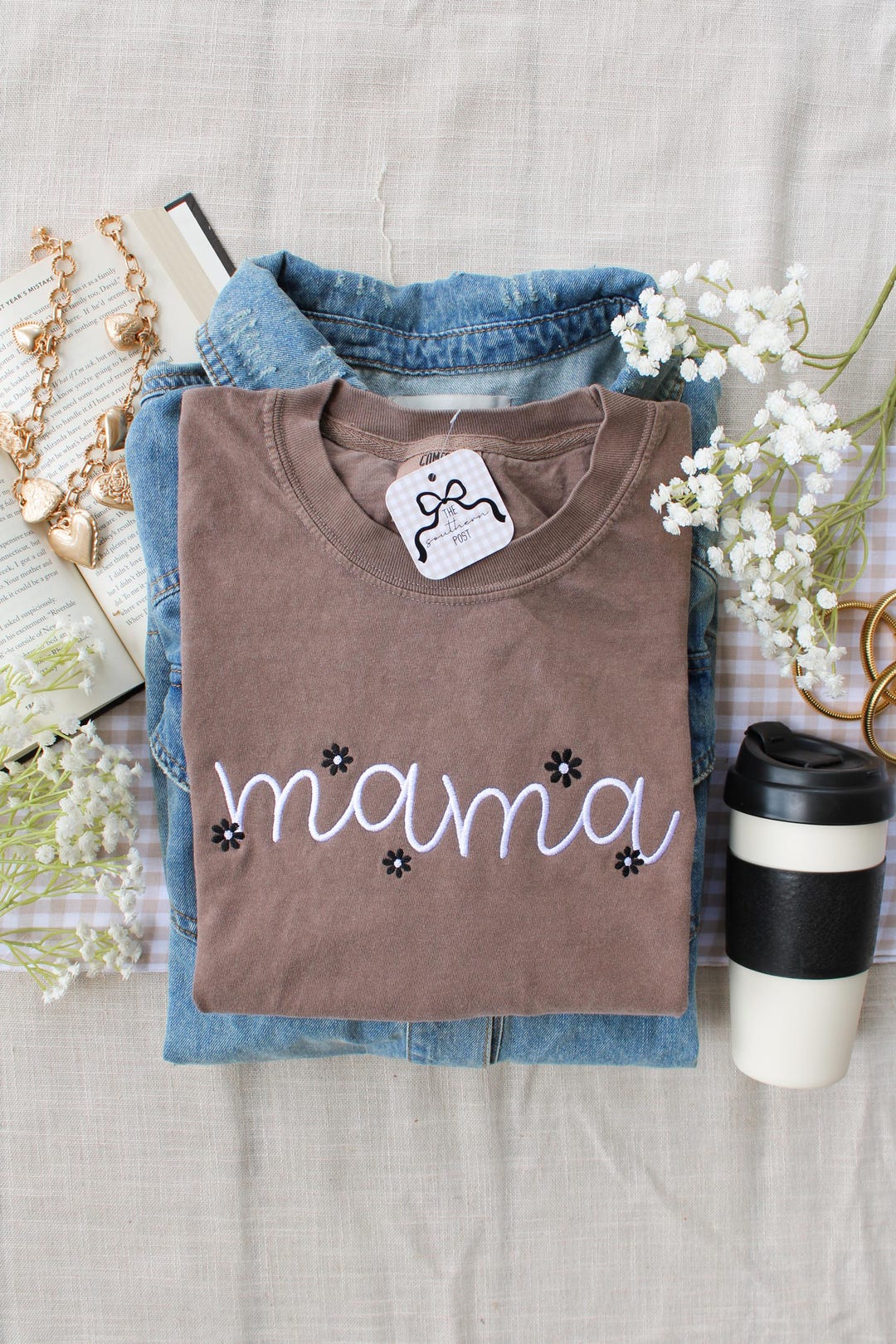 Mama Embroidered Tee -- Short Sleeve, Customize the Wording, Great Gift ...