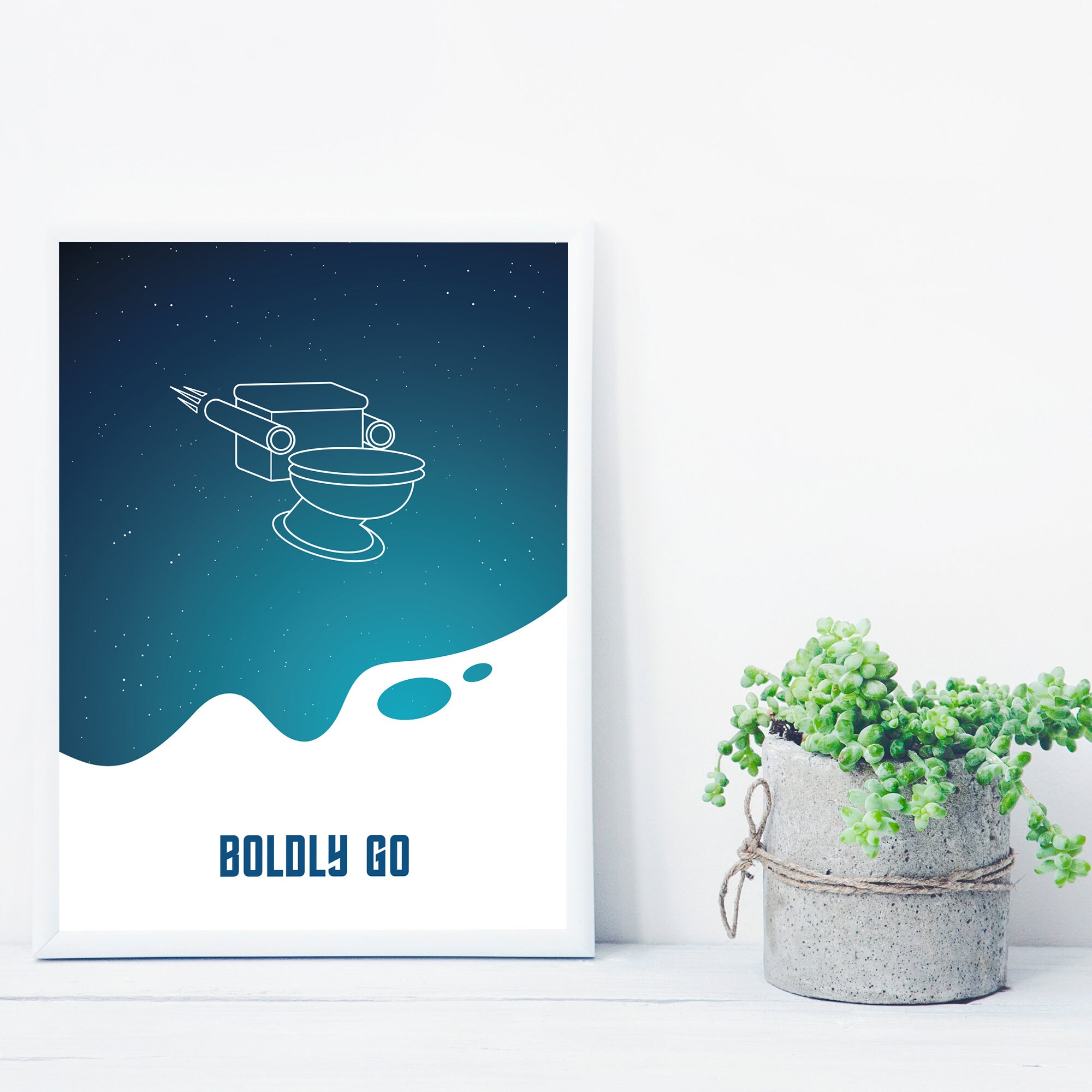 Boldly Go, Star Trek Print, Minimalist Wall Art, Star Trek Poster, Sci ...