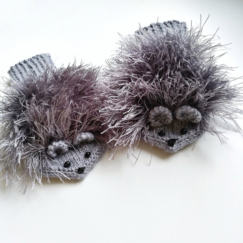 Knit mittens hedgehogs for kid kids' animal mittens | Etsy
