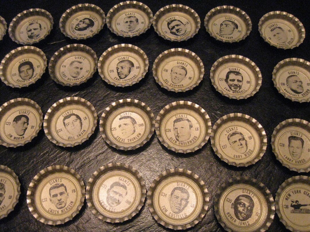 NEW YORK GIANTS 1966 Tab/coke Football Bottle Caps Complete Team Set ...