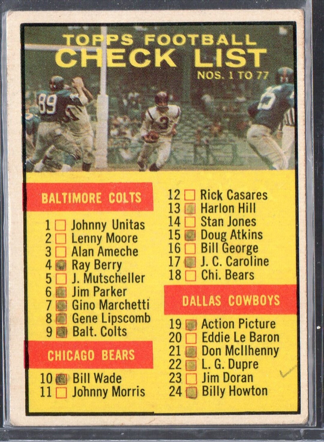 CHECKLIST 1961 Topps #67 Football Card - Etsy