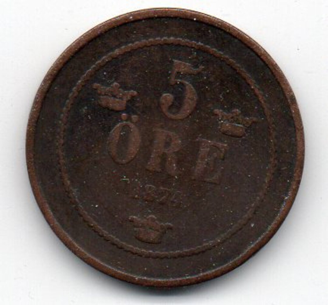 1874 Sweden 5 Ore Coin - Etsy