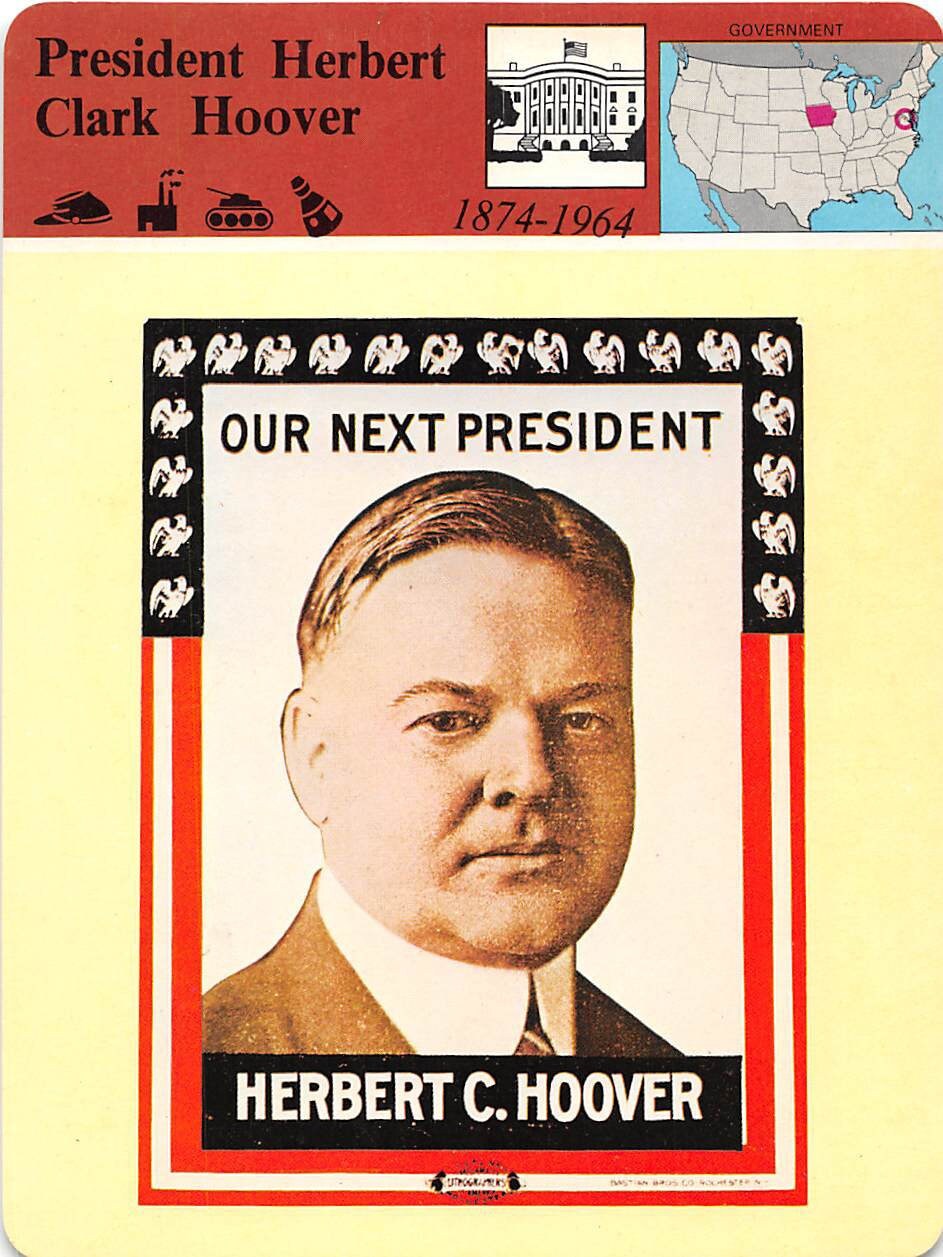 Presidente HERBERT HOOVER 1979 Panarizon Story of America Card - Etsy ...