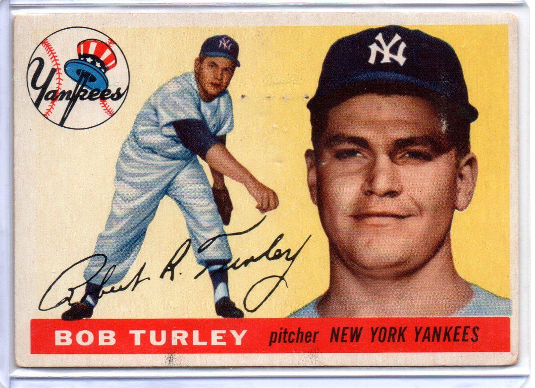 BOB TURLEY 1955 Topps #38 Baseball Card - New York Yankees - Etsy