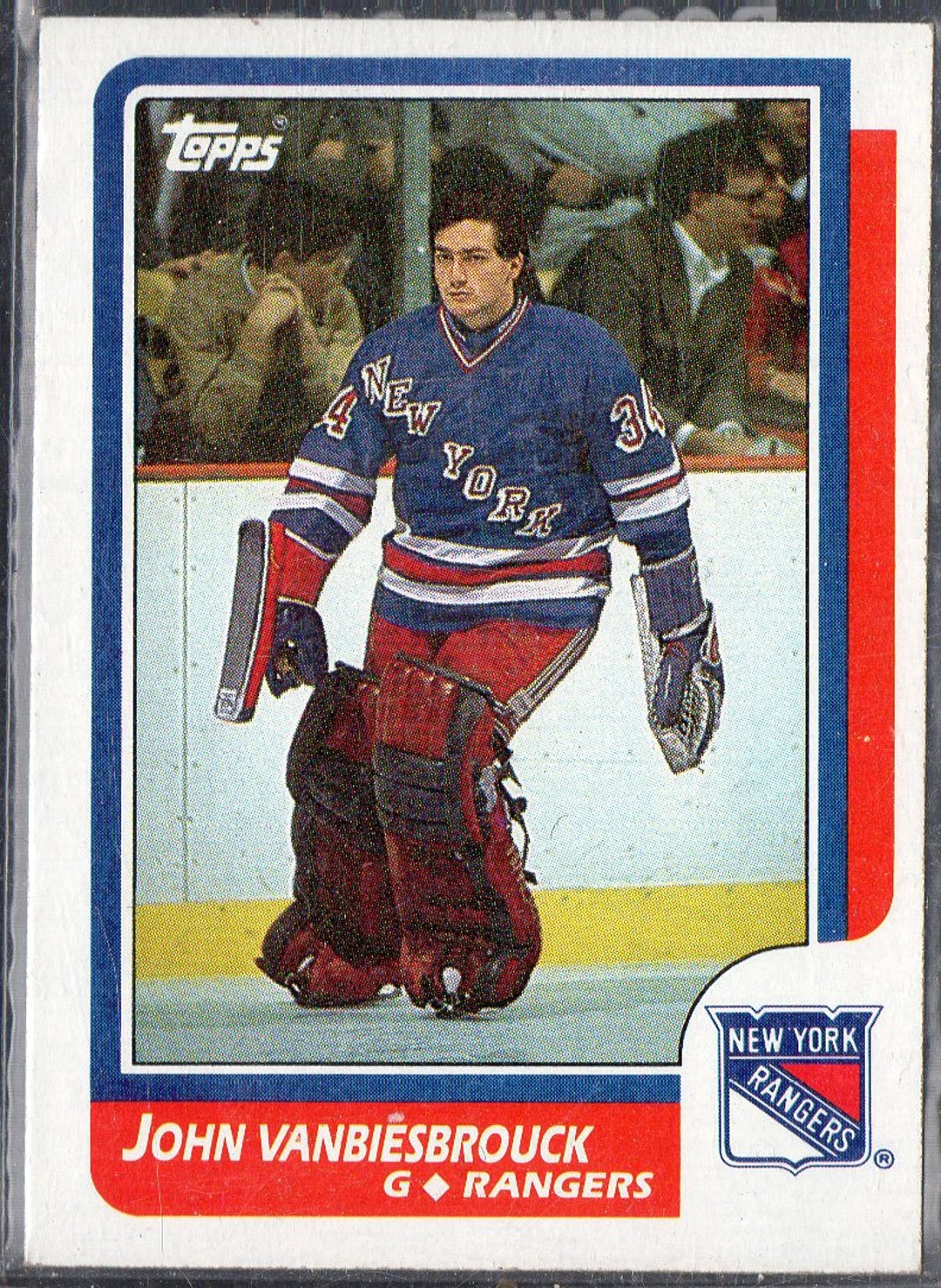 JOHN VANBIESBROUCK RC 1986 Topps #9 Hockey Card - New York Rangers ...