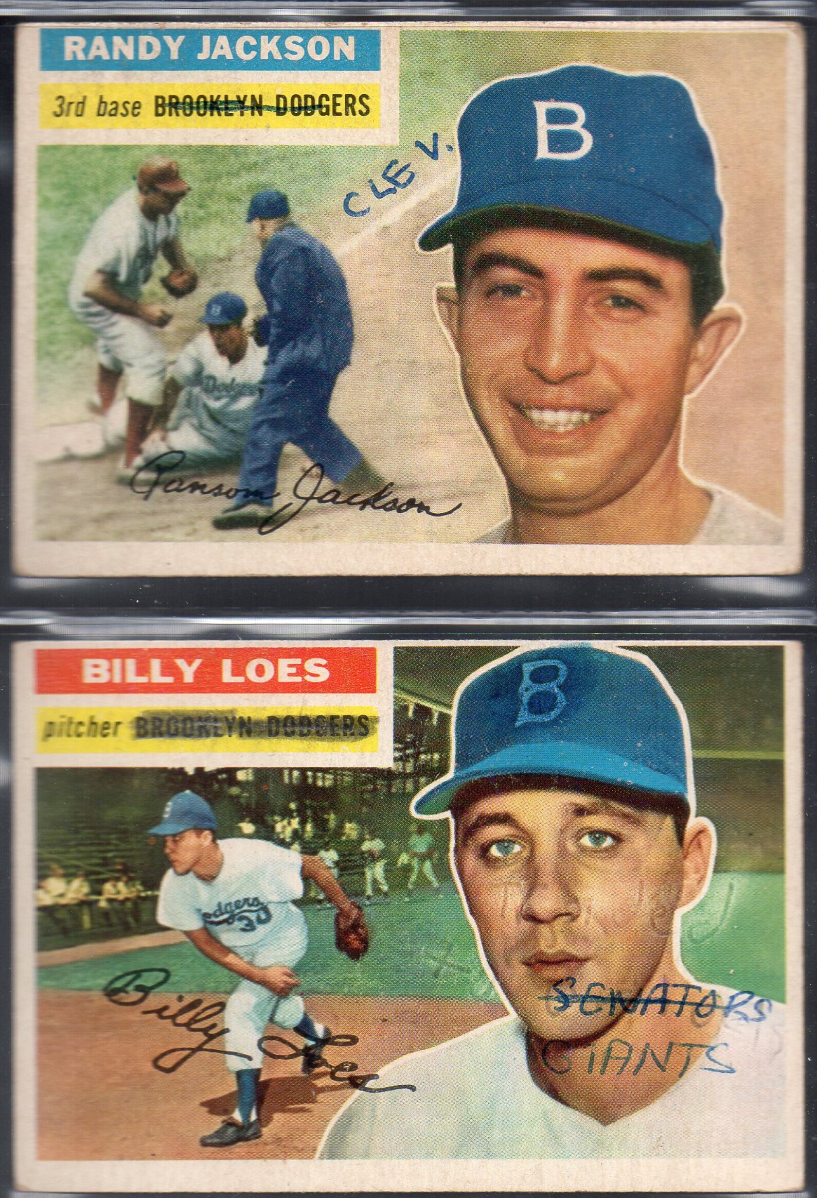 Billy Loes & Randy Jackson BROOKLYN DODGERS 1956 Topps Baseball Card ...