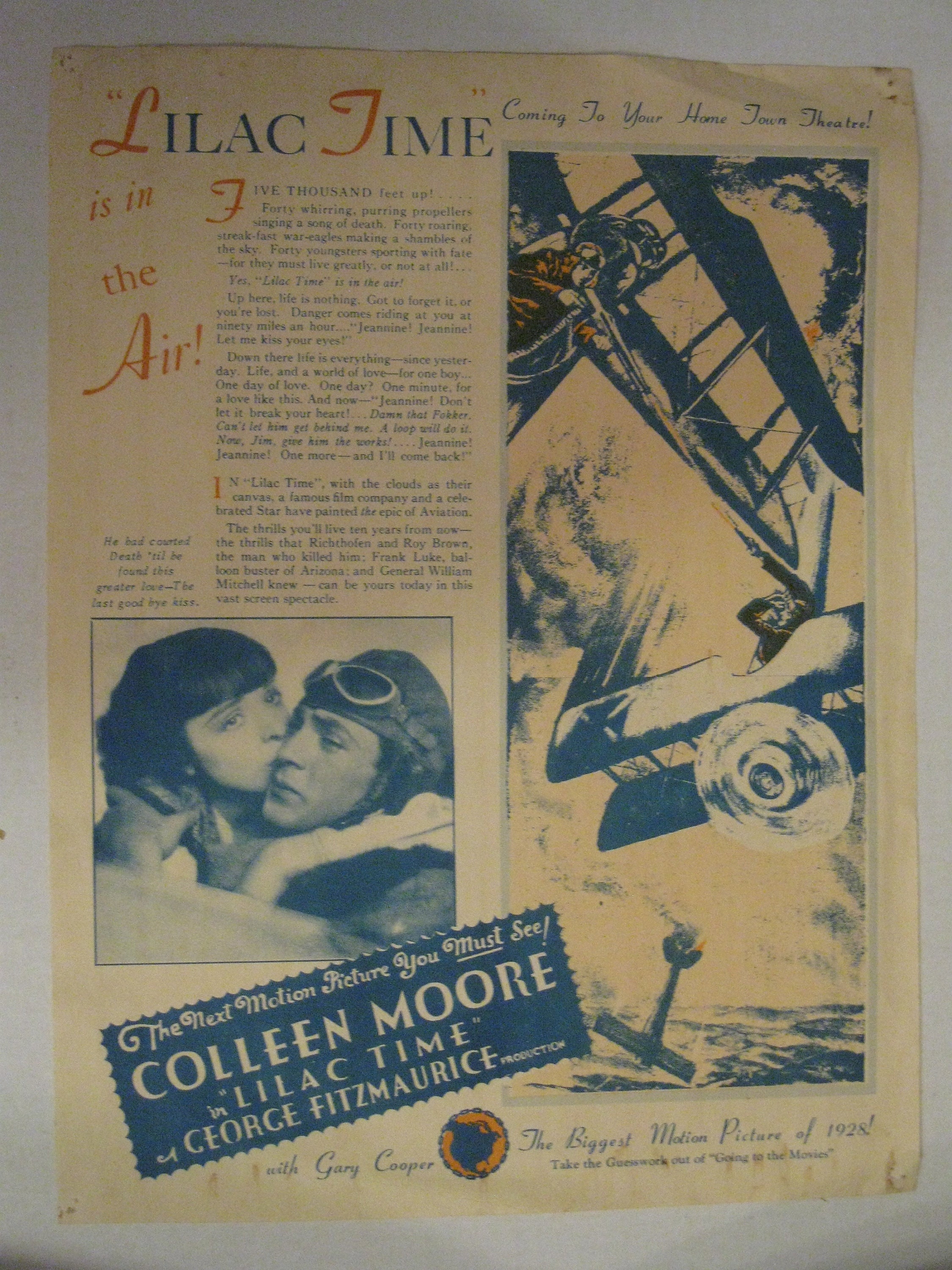 LILAC TIME Vintage 1928 Movie Advertisement Poster 10 1/2 X - Etsy
