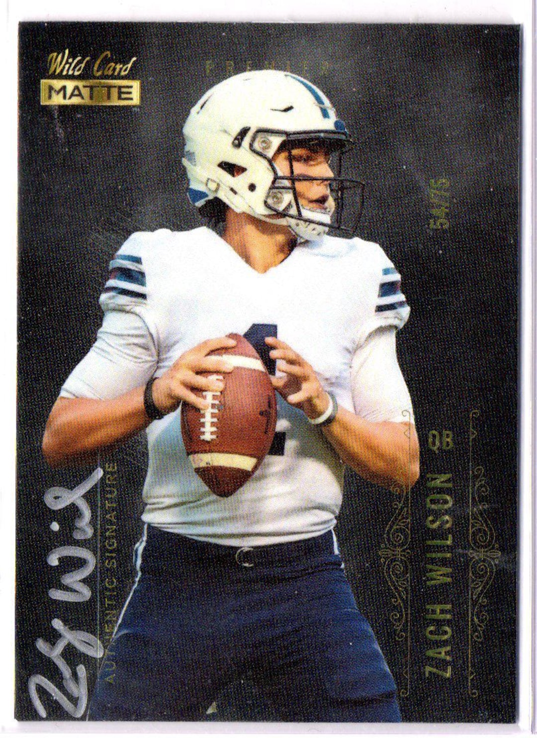 ZACH WILSON 2021 Wild Card Matte MBC Autograph Football Card #/75 - New ...