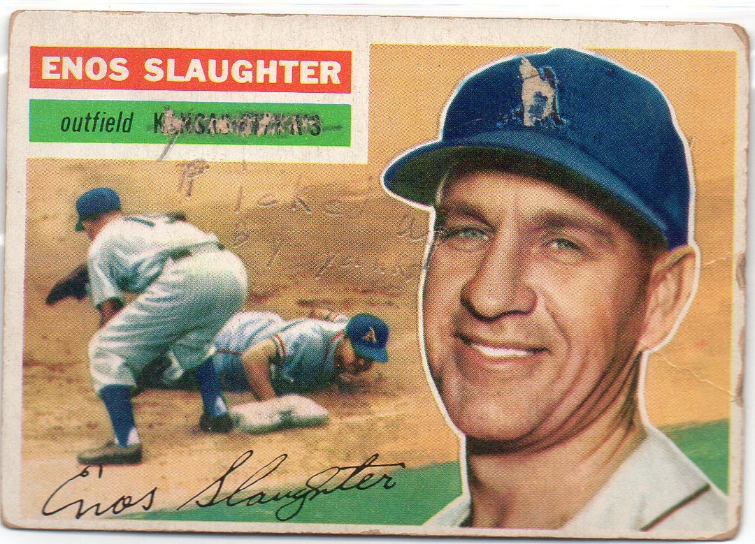 ENOS SLAUGHTER 1956 Topps 109 Baseball Card Kansas City Athletics - Etsy