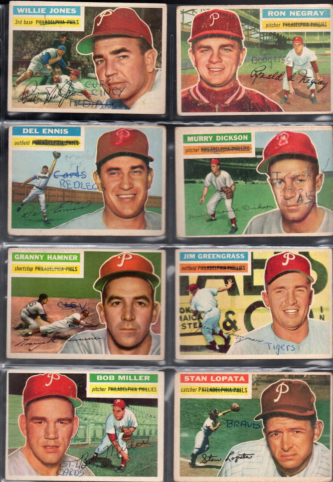 PHILADELPHIA PHILLIES 1956 Topps Baseball Card Team Lot (11 Cards ...