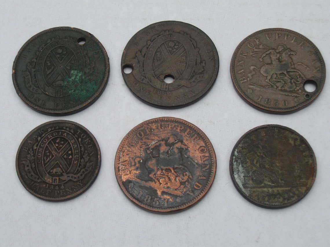 Vintage Mid-1800's Low Grade Canadian Tokens Coins Lot 6 - Etsy