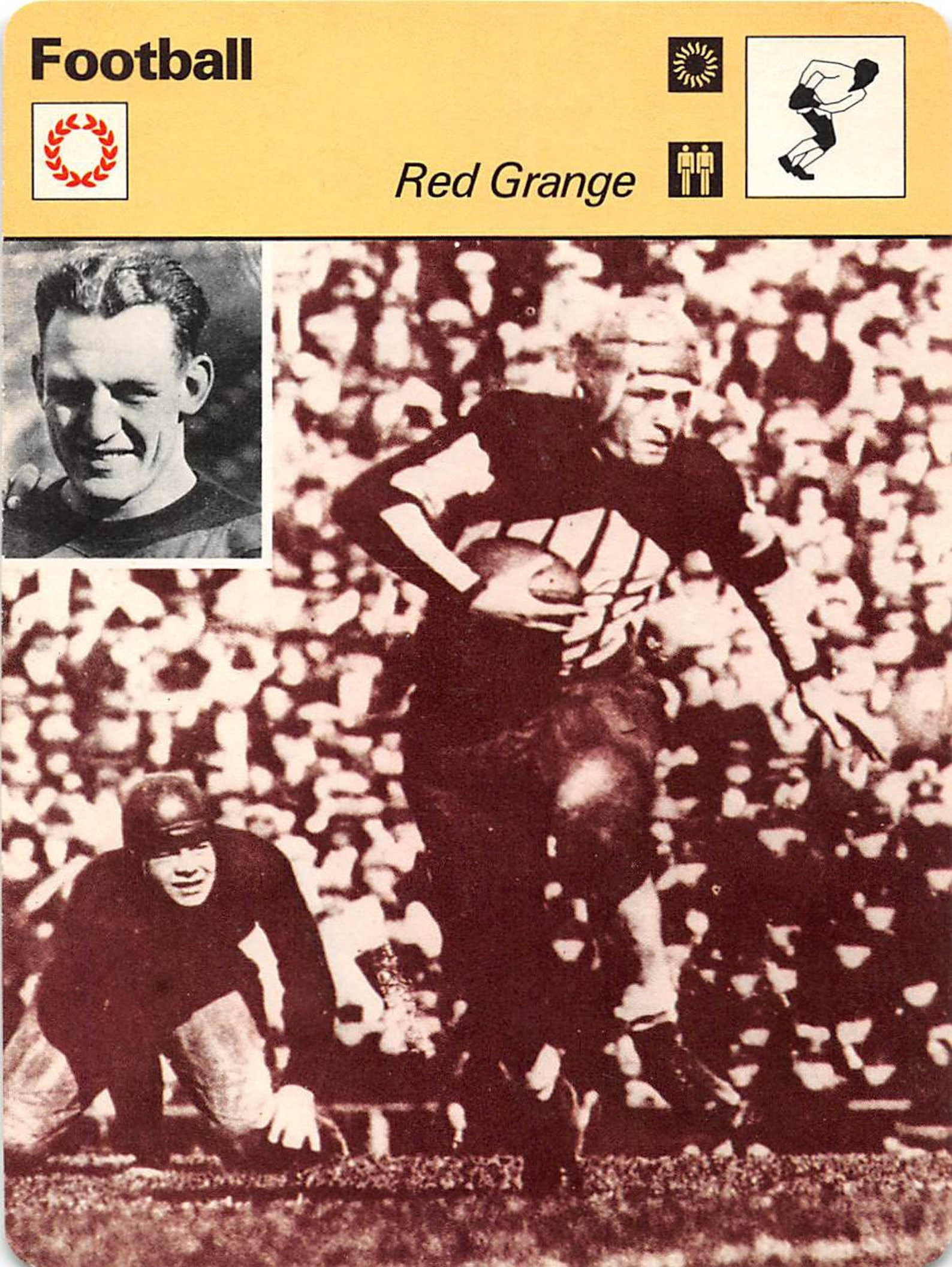 RED GRANGE 1977 Editions Rencontre Sportscasters Card - Chicago Bears ...