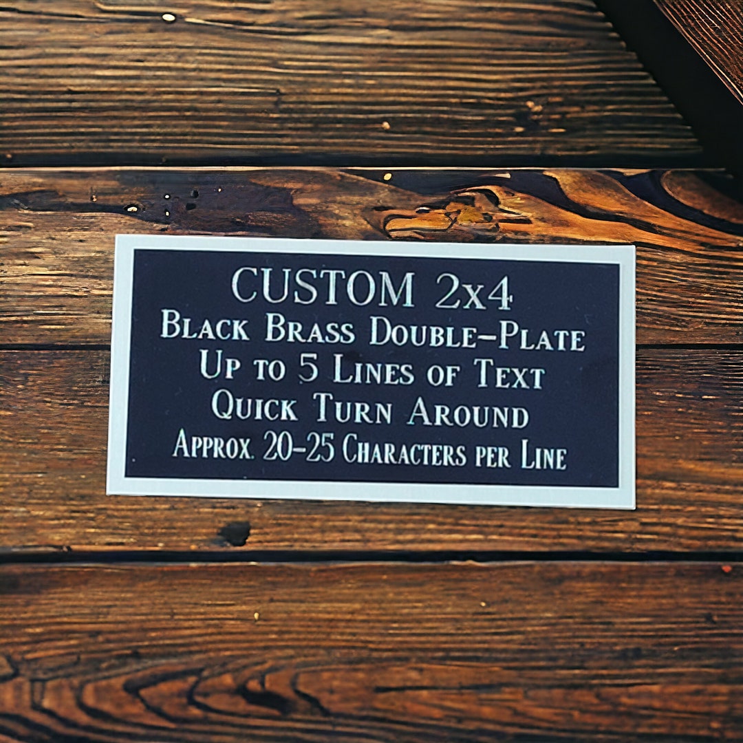 Custom Engraved Black Brass Double Plate With Gold Border (2"x4") - Etsy