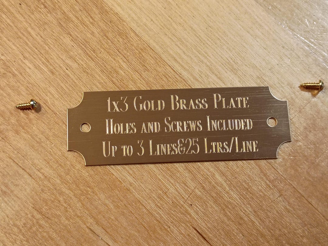 1"x3" Custom Engraved Gold or Black Brass Name Plate With Screws/plaque ...