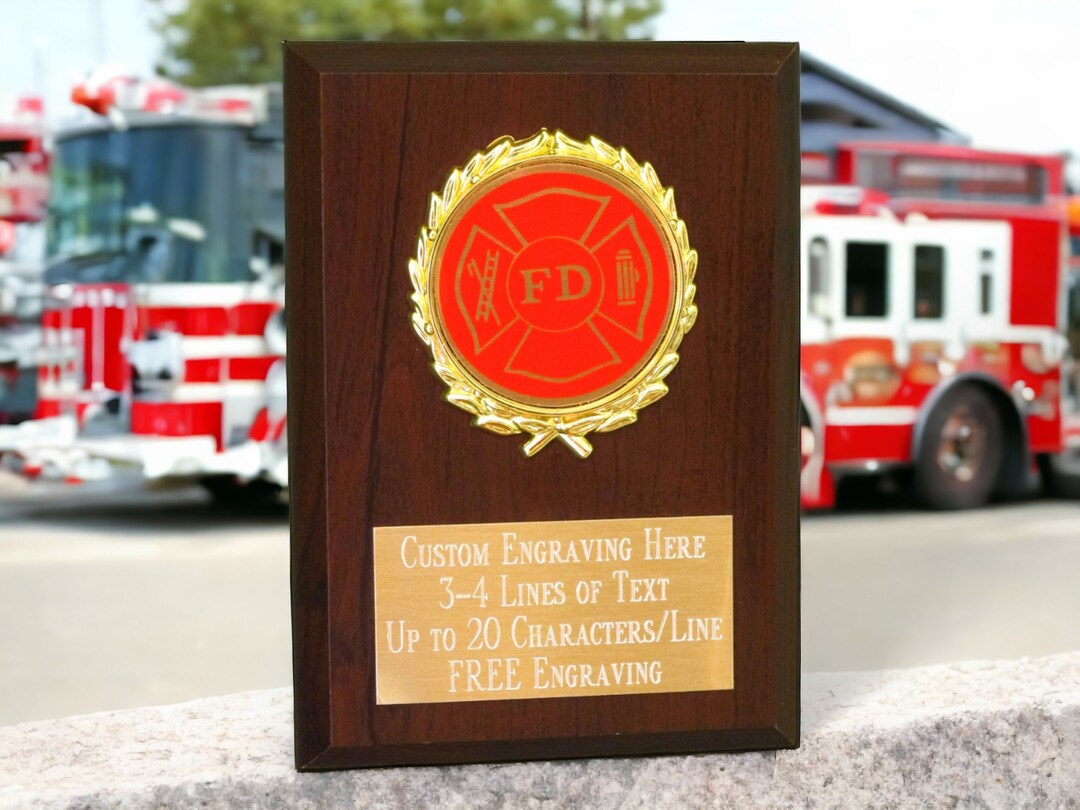 Fire Department/fireman Award Plaque 4x6 Trophy FREE Custom Engraving ...