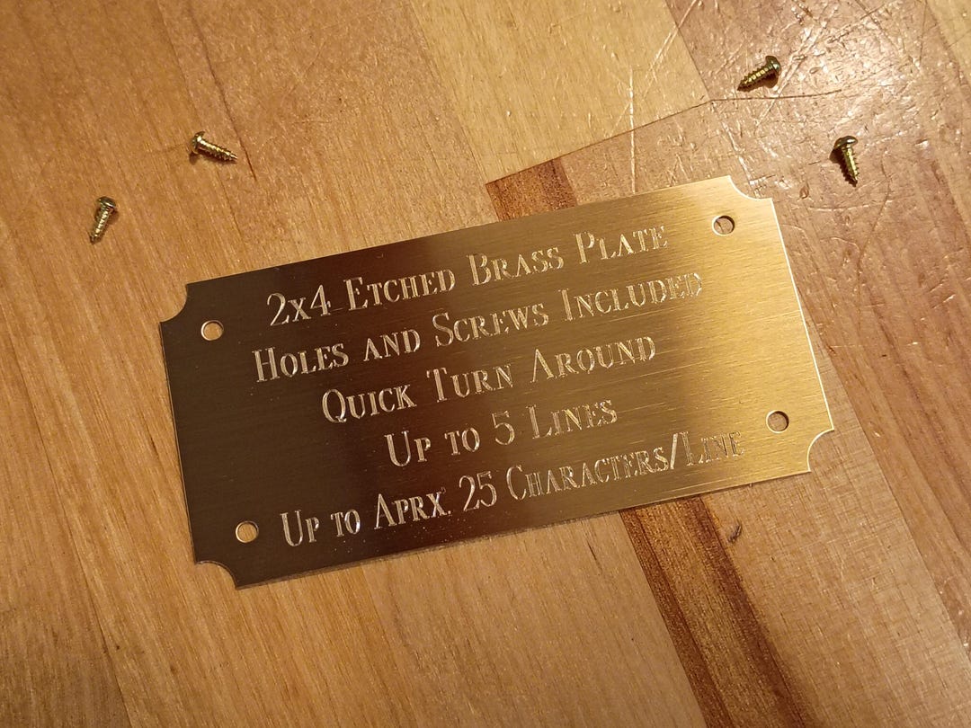 2"x4" Custom Engraved Gold or Black Brass Name Plate With Screws/plaque ...