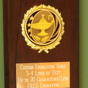 Academic/lamp of Knowledge/teacher Plaque 4x6 Trophy FREE Custom ...