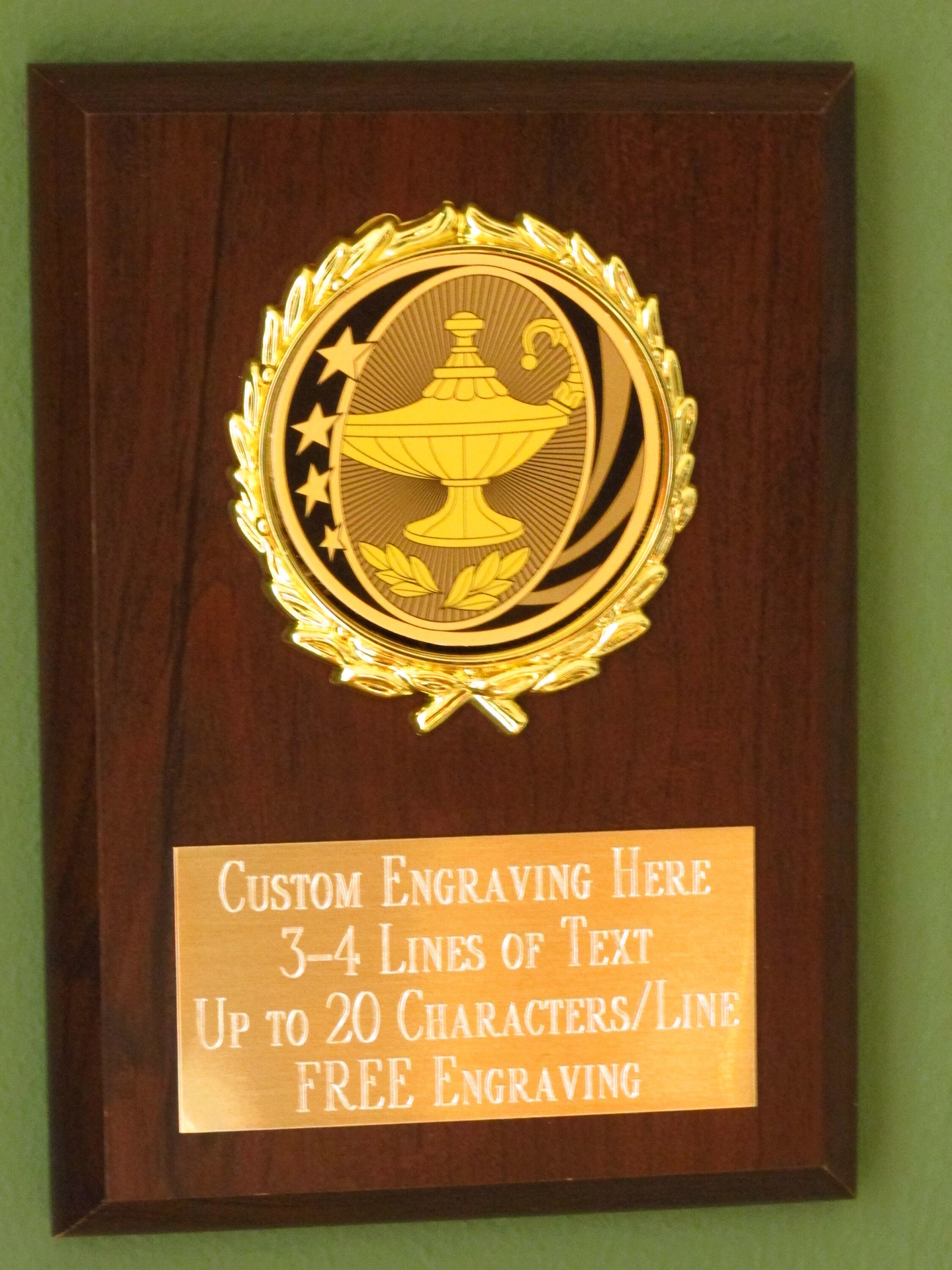 Academic/lamp of Knowledge/teacher Plaque 4x6 Trophy FREE Custom ...