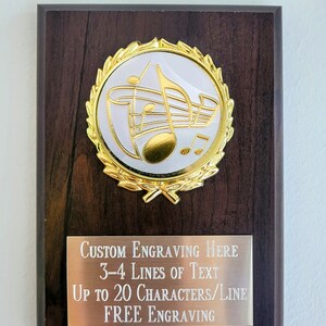 Music/band OR Dance Award Plaque 4x6 Trophy FREE Custom - Etsy