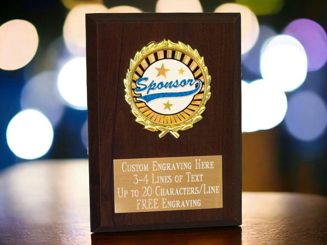 Sponsor Plaque 4x6 Trophy FREE Custom Engraving - Etsy