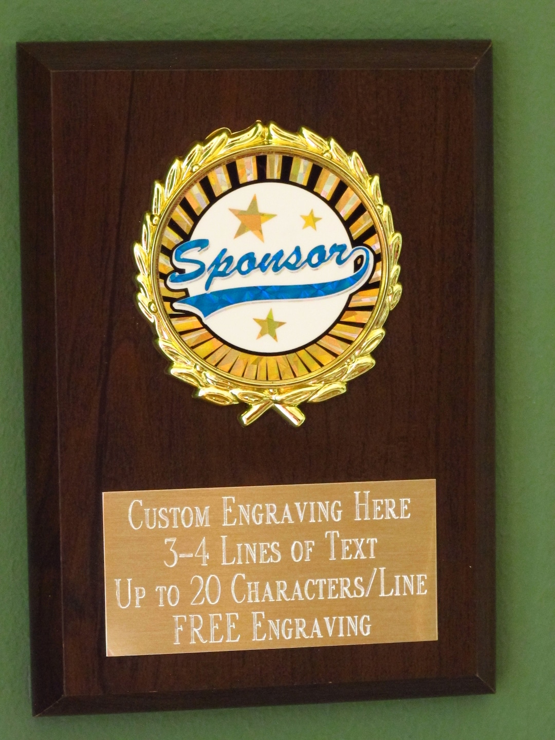 Sponsor Plaque 4x6 Trophy FREE Custom Engraving - Etsy