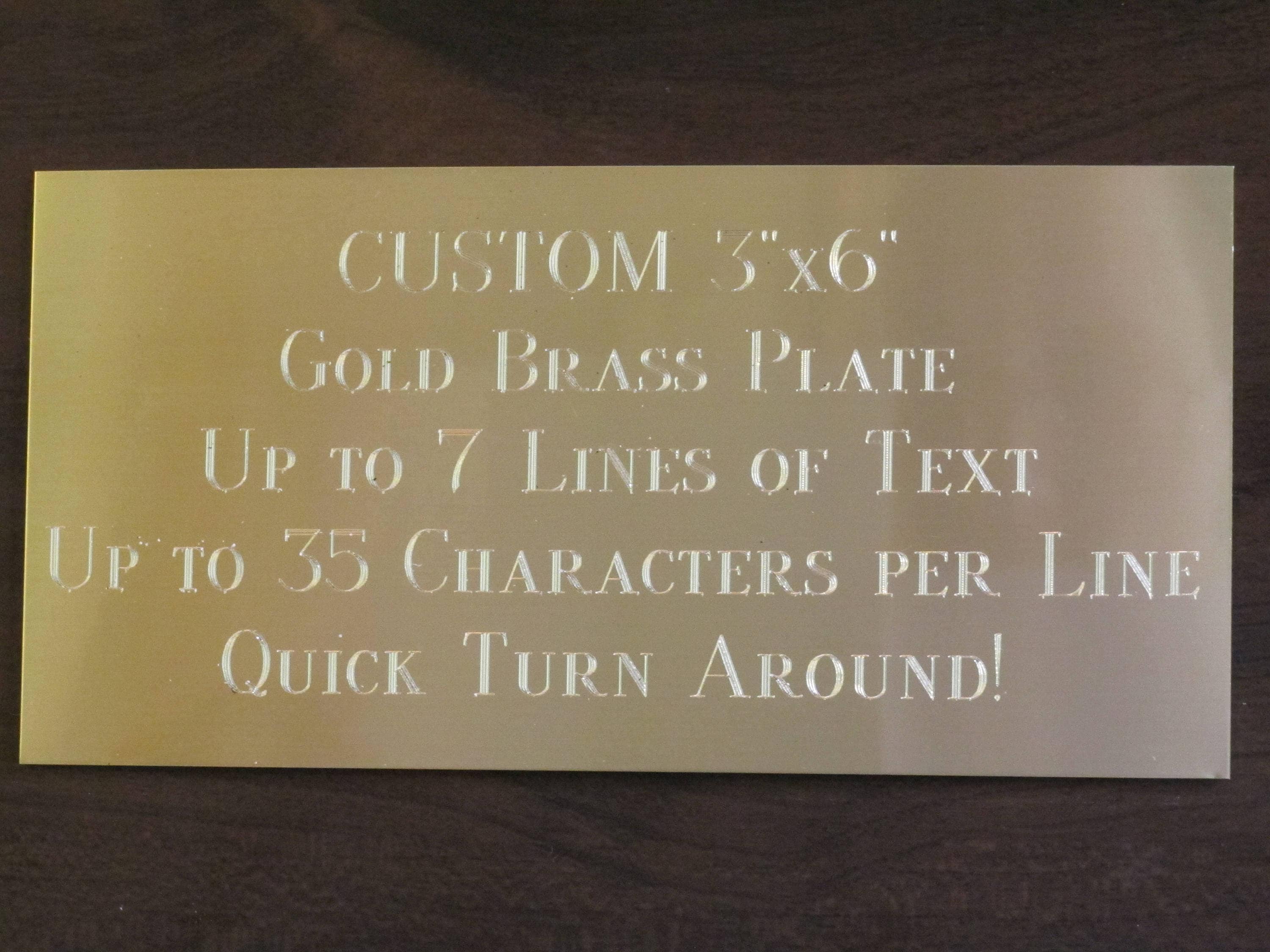 3x6 Custom Engraved Brass Name Plate/plaque Award - Etsy