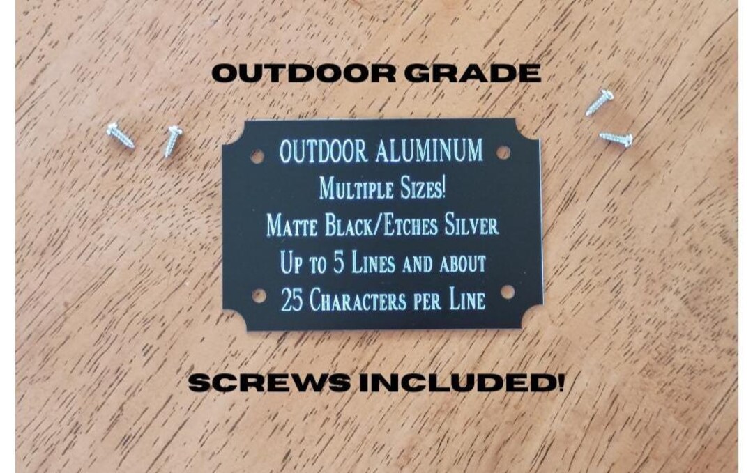 Custom Engraved Matte Black Aluminum Name Plate, Outdoor Grade, Choose ...