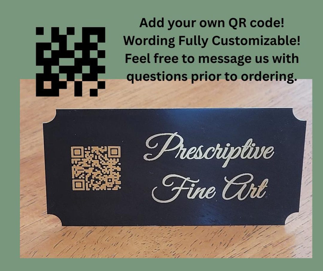 2" X 4" QR Code Sign, Custom QR Code Tag, Black Metal Plaque, Engraved ...