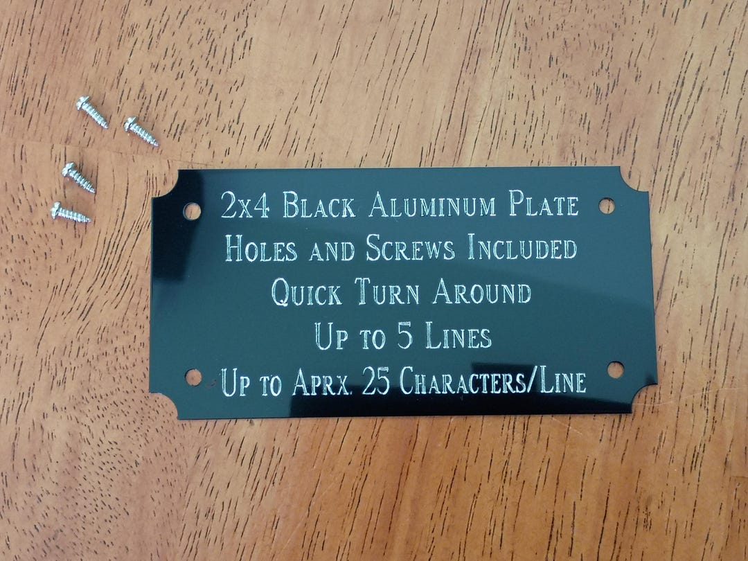 Custom Engraved Aluminum Name Plate (2"x4") With Screws - Etsy