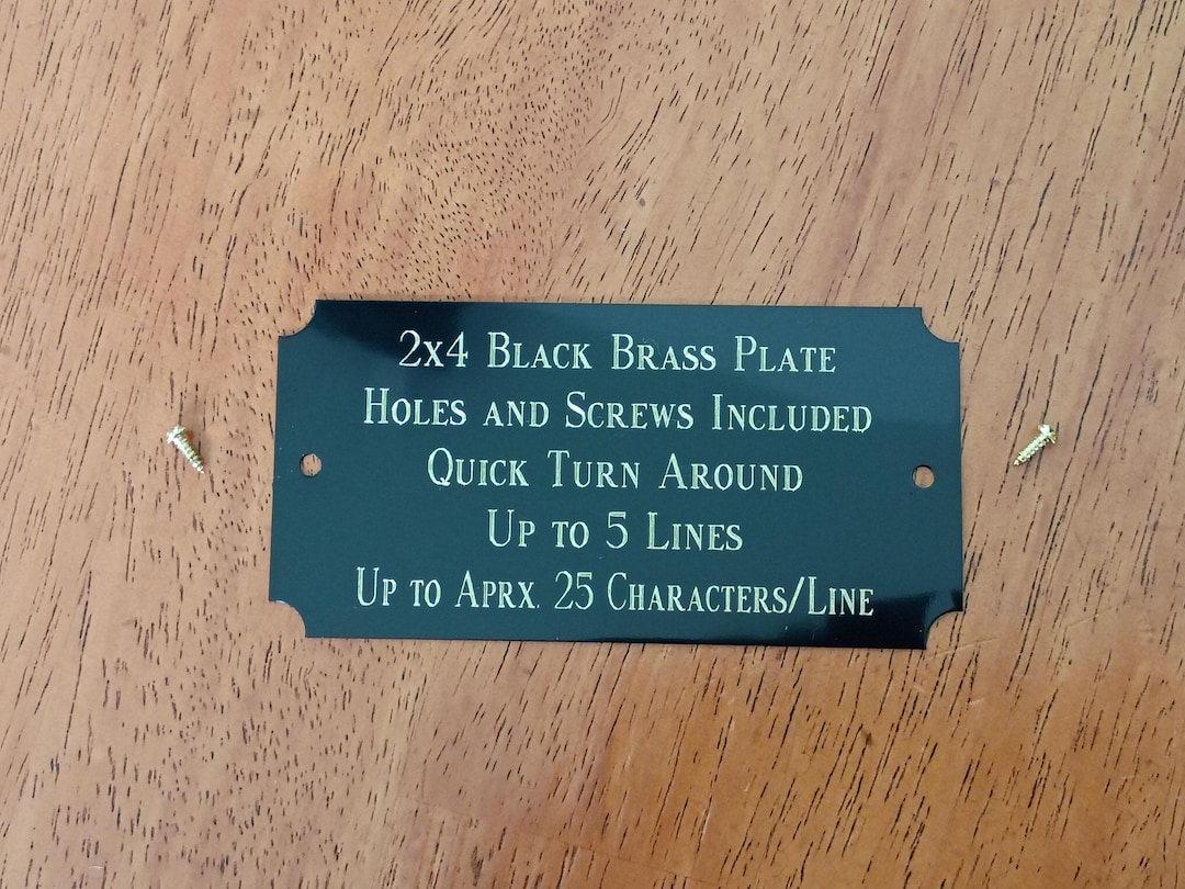 Custom Engraved Black Brass Name Plate With Screws (2"x4") - Etsy