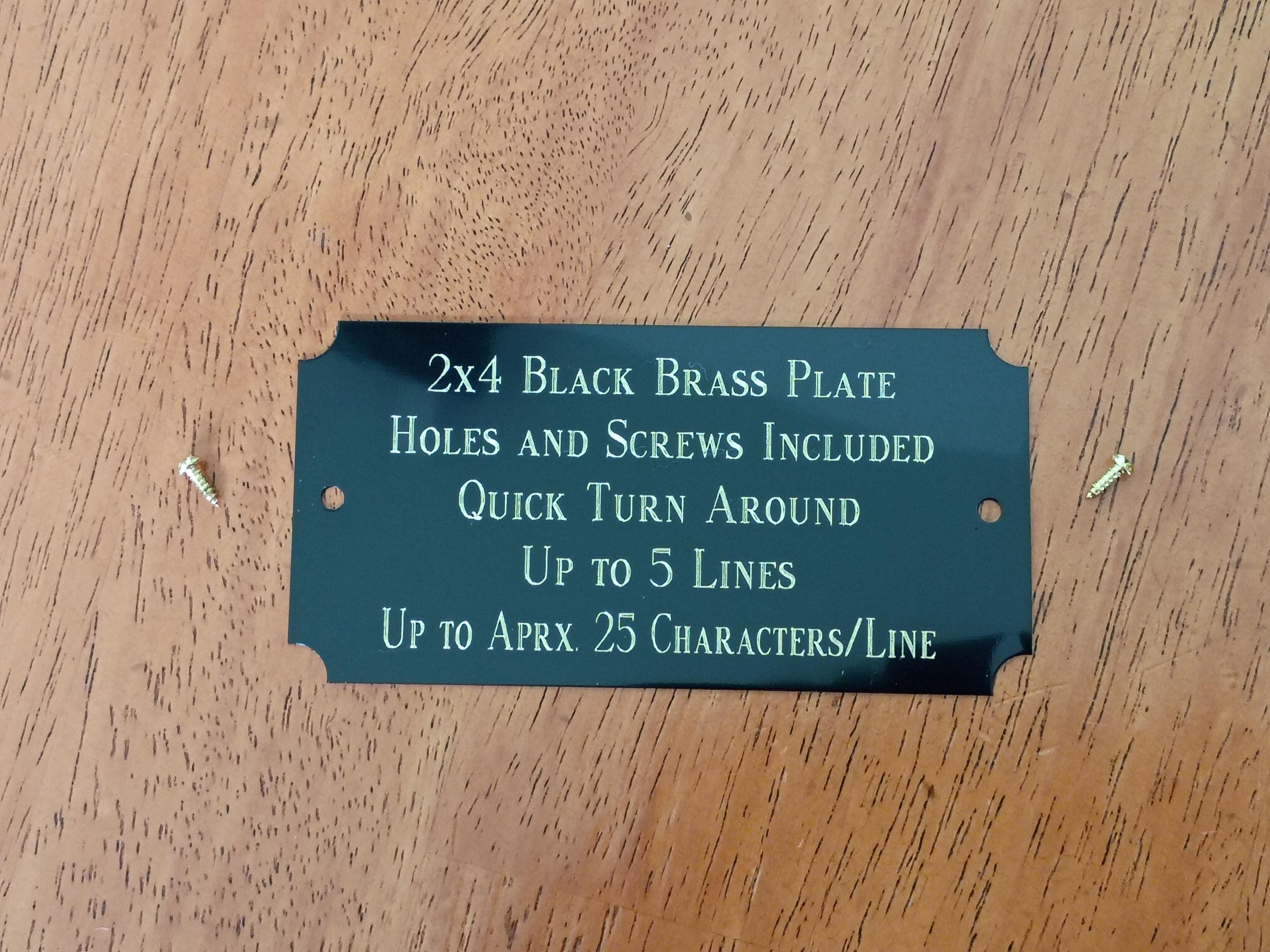 Custom Engraved Black Brass Name Plate With Screws (2