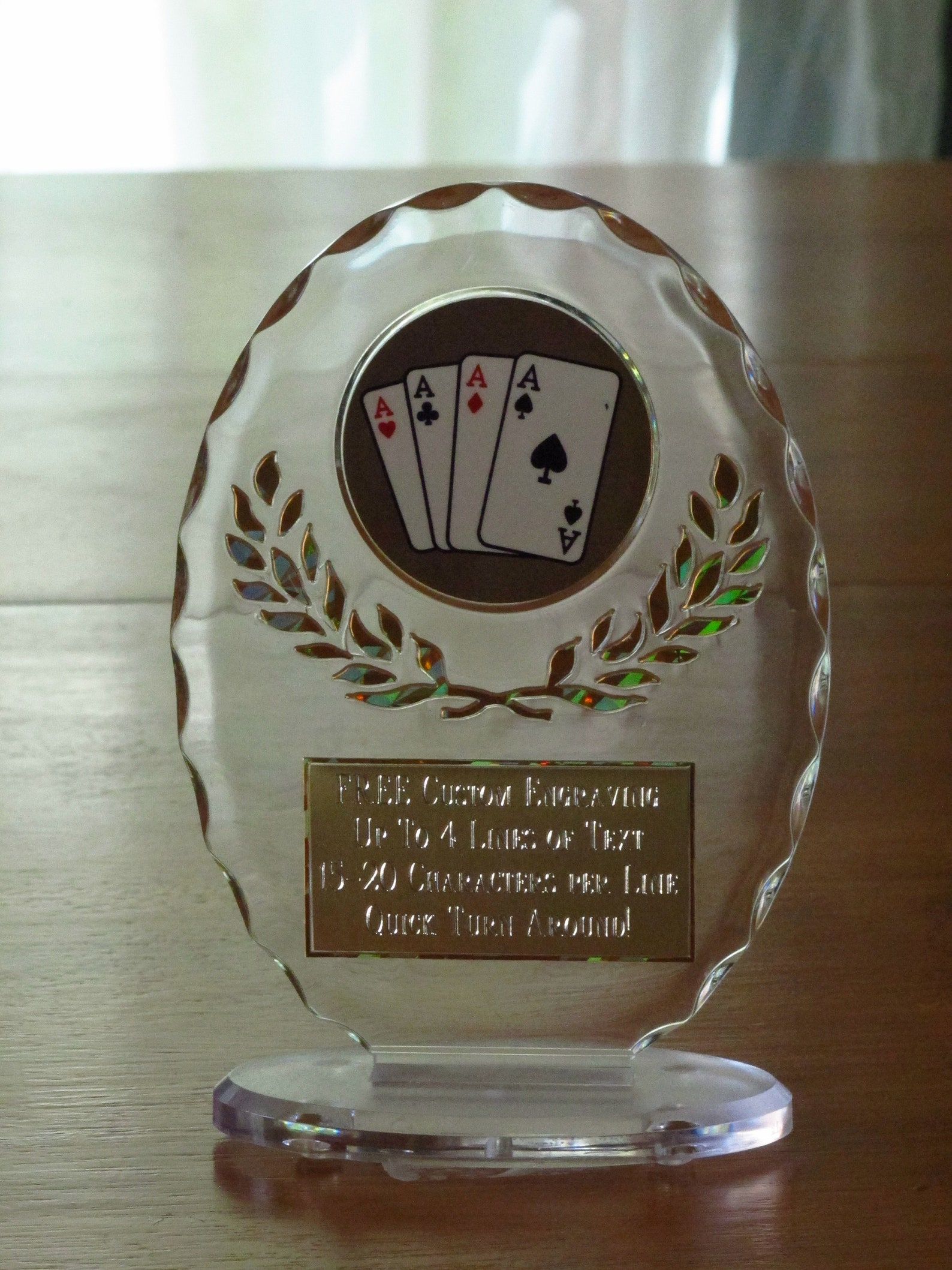 Poker/blackjack/card Playing 6 1/2" Acrylic Award Trophy FREE Custom ...