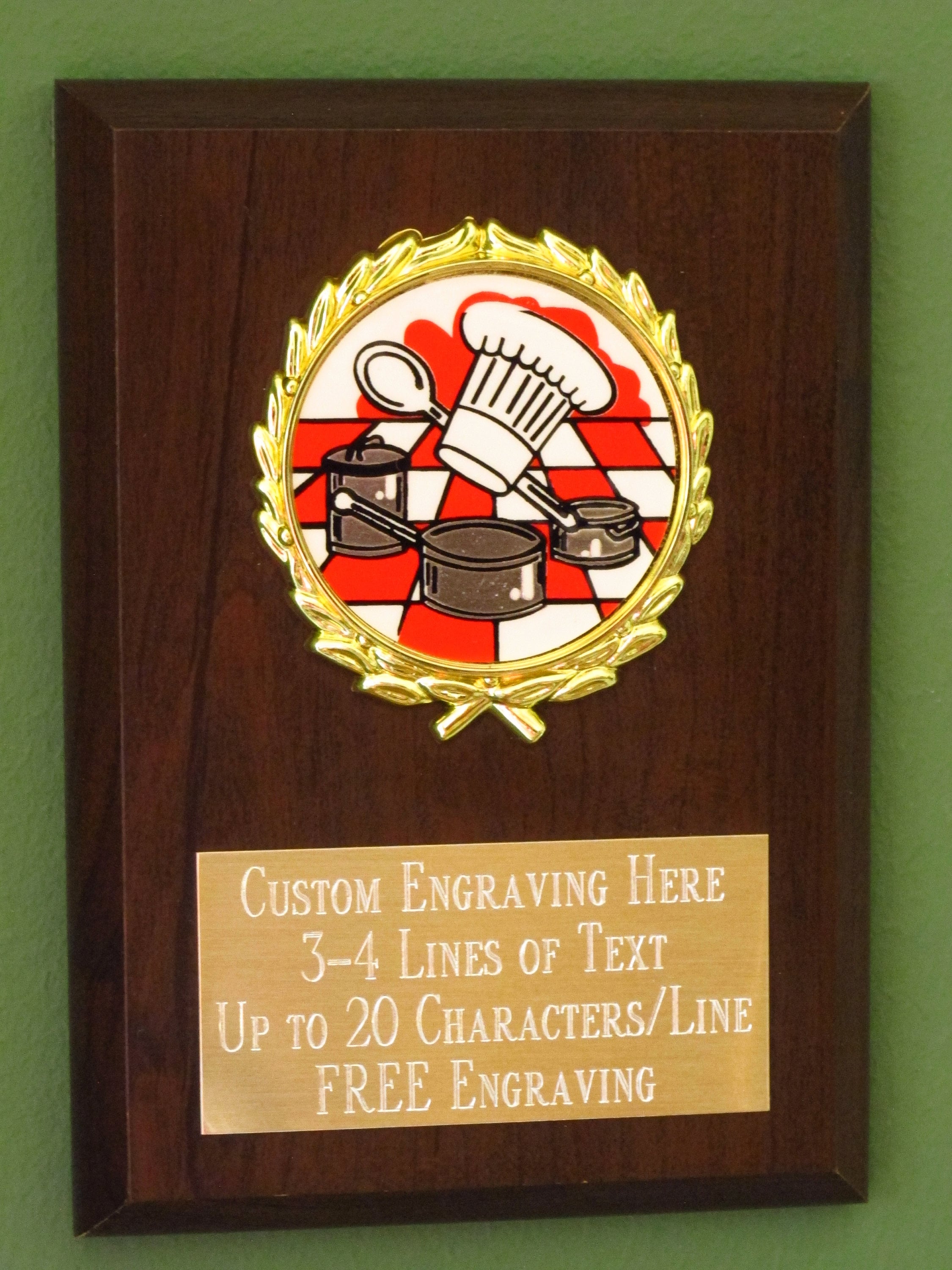 Cooking/soup/chili Cookoff/baking Plaque 4x6 Trophy FREE Custom ...