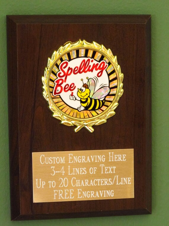 Spelling Bee Plaque 4x6 Trophy FREE Custom Engraving | Etsy