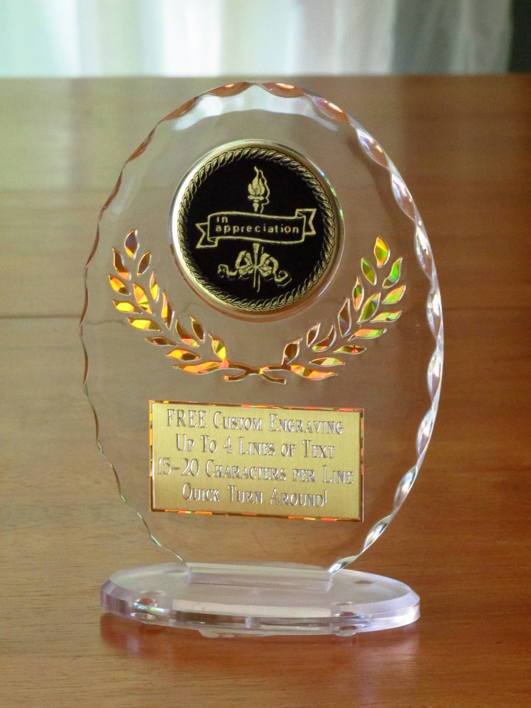 Appreciation 6 1/2 Acrylic Award Trophy FREE Custom - Etsy