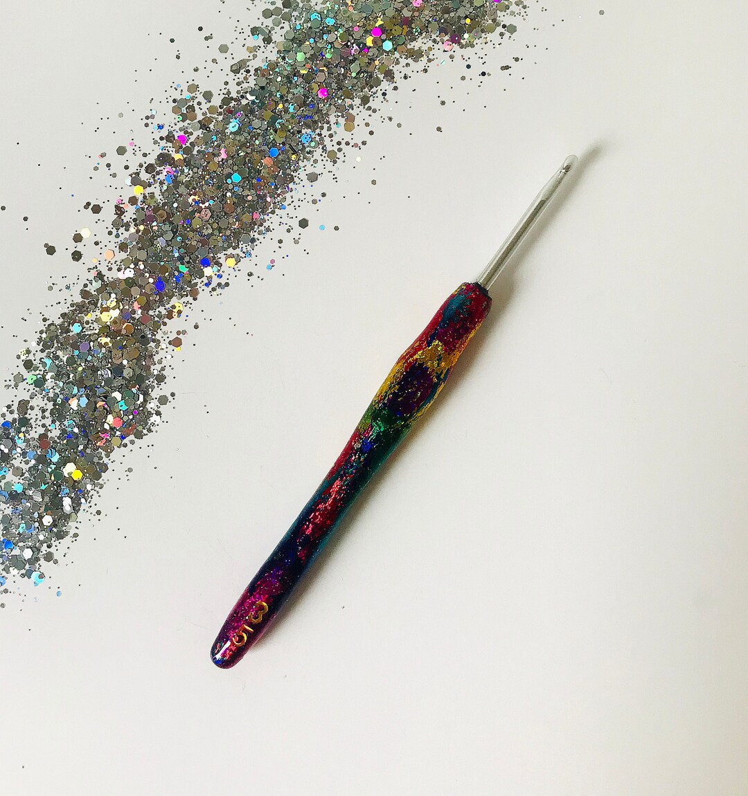Crochet Hook, Rainbow Crochet Hook, Foil Effect Crochet Hook, Handmade ...