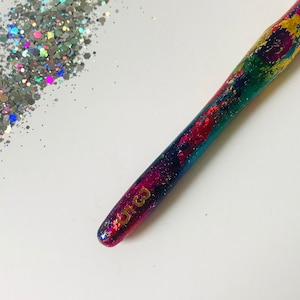 Crochet Hook, Rainbow Crochet Hook, Foil Effect Crochet Hook, Handmade ...