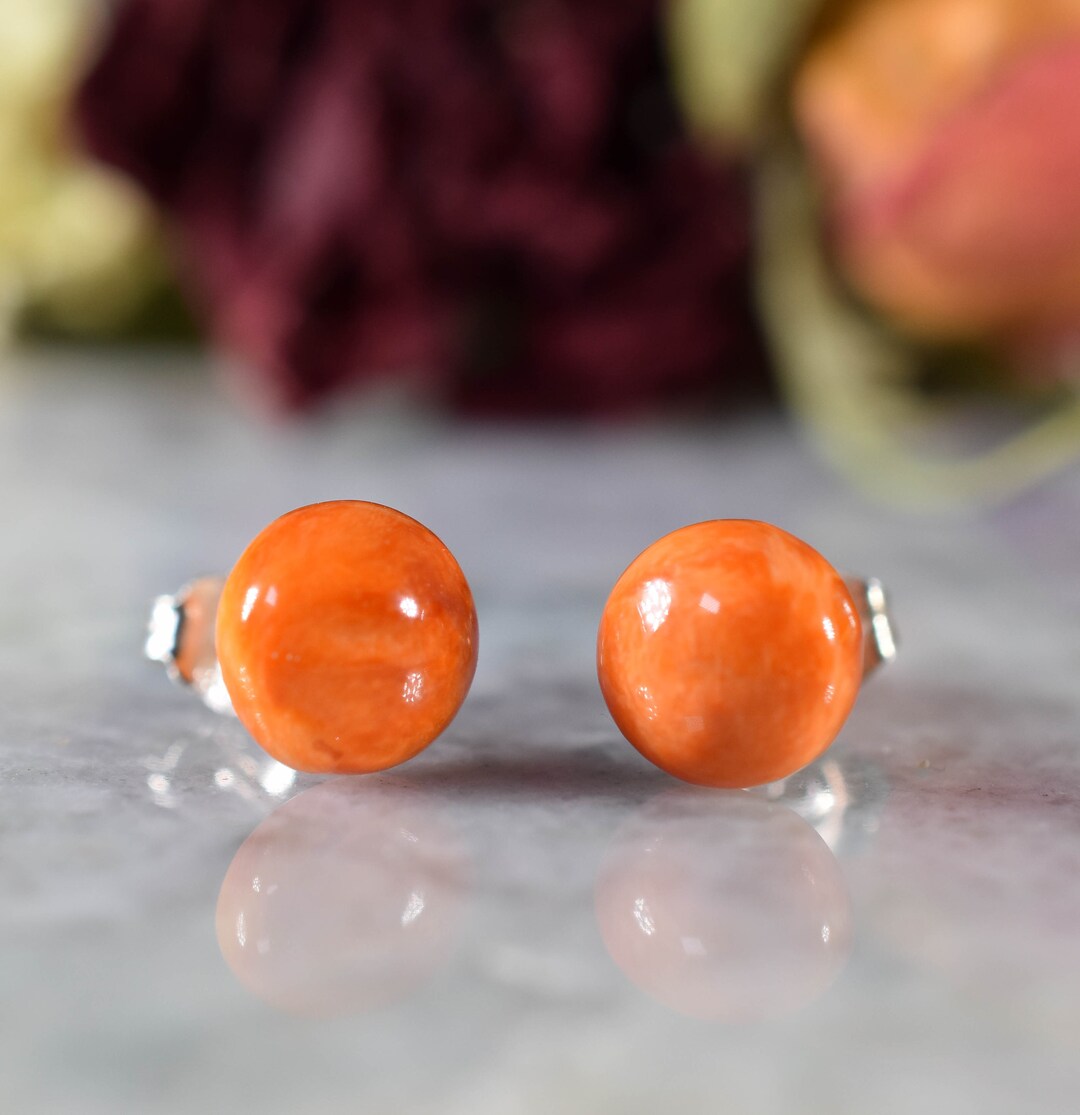 Spiny Oyster Earrings, Spiny Oyster Round Cabochon Earrings ,spiny ...