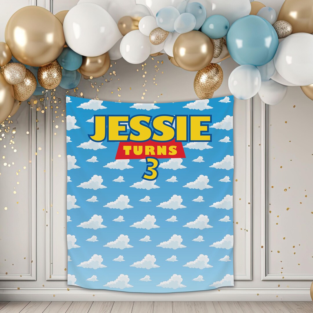 Custom Birthday Story Backdrop, Boy Birthday Party Theme, Toy Birthday ...