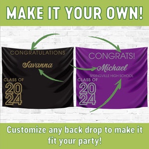 Custom Graduation Party Backdrop, Class of 2025, High School Graduation ...