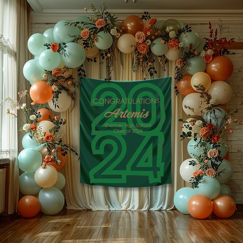 Custom Graduation Party Backdrop, Class of 2024, High School Graduation ...