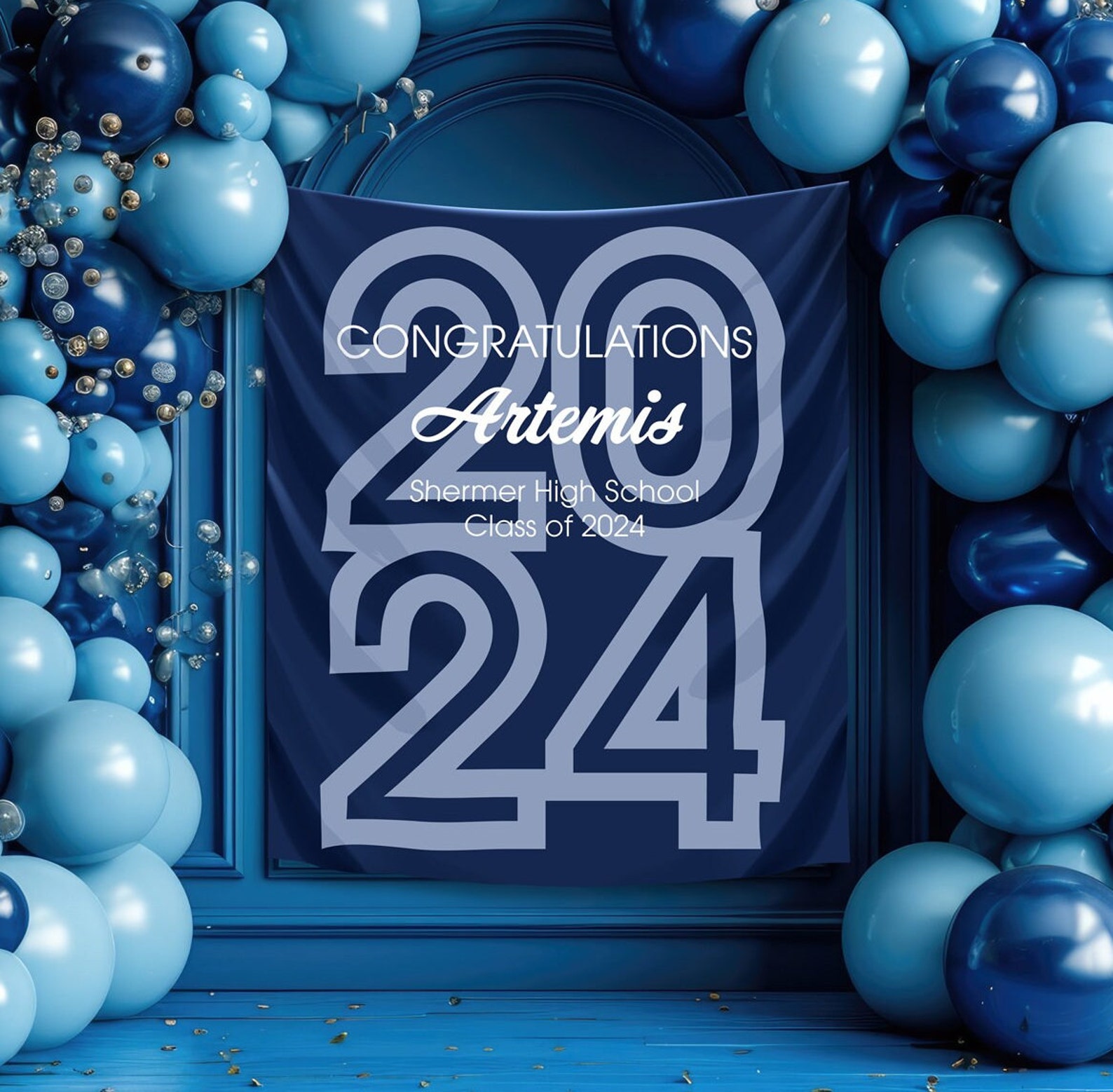 Custom Graduation Party Backdrop, Class of 2024, High School Graduation ...