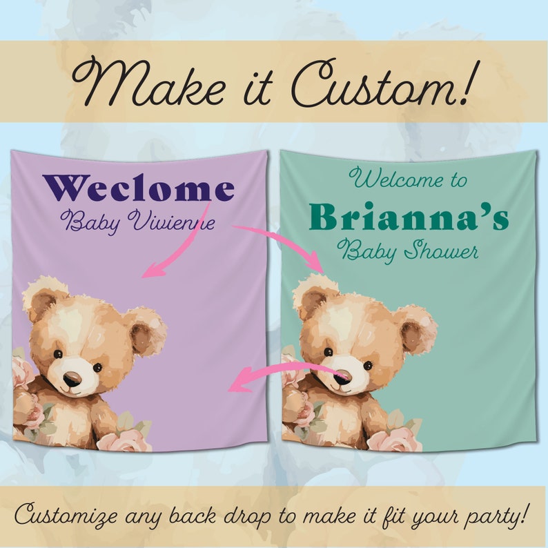 Beary First Birthday Party Customizable Banner Beary 1st Birthday Boy ...