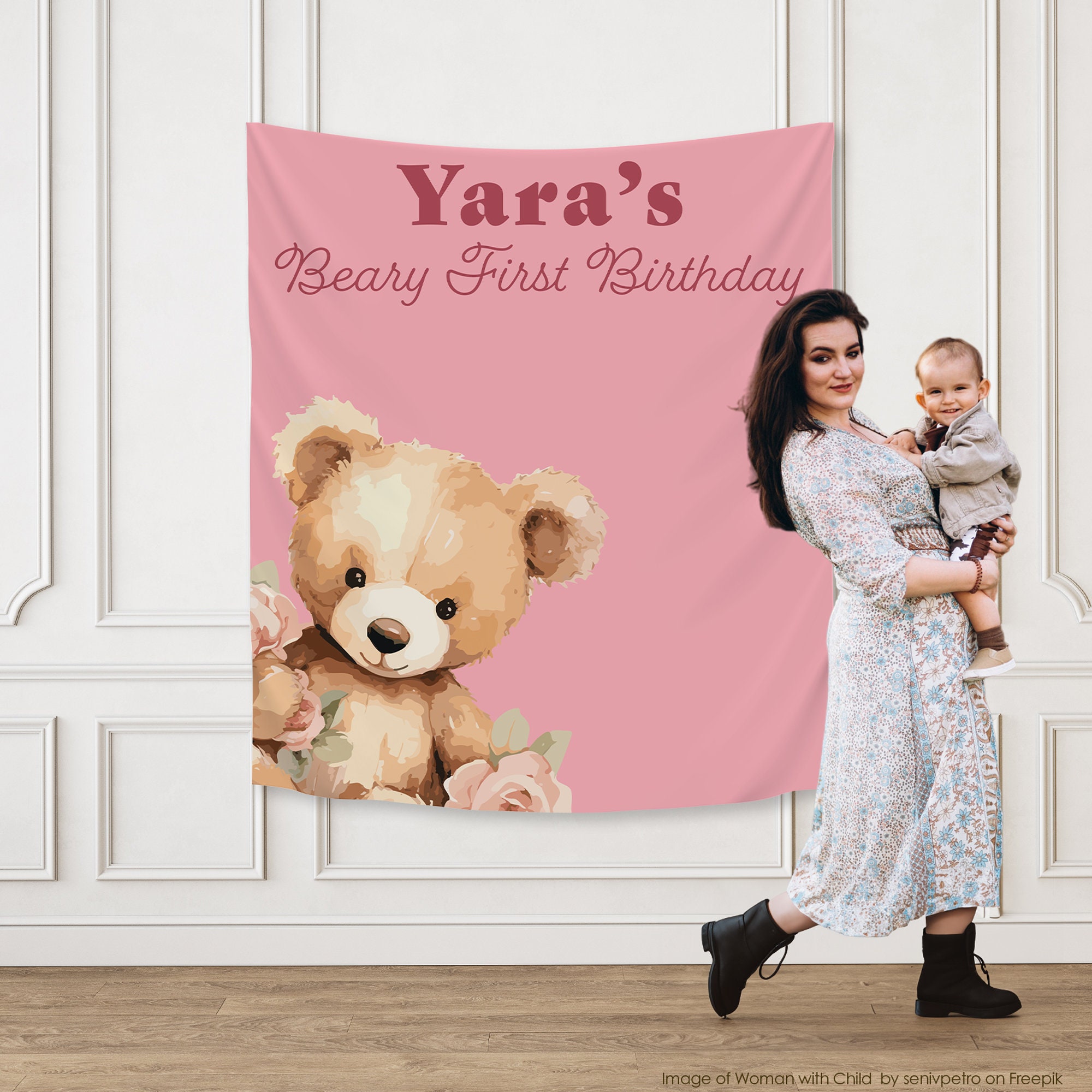 Beary First Birthday Party Customizable Banner Beary 1st Birthday Boy ...