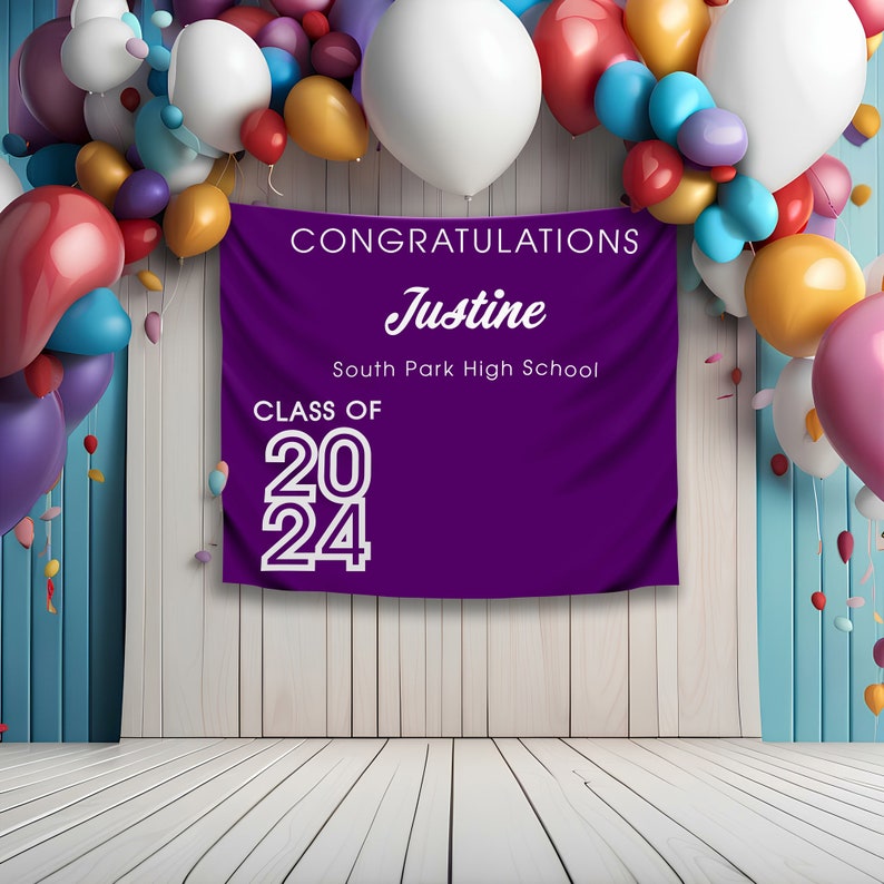 Custom Graduation Party Backdrop, Class of 2024, High School Graduation ...