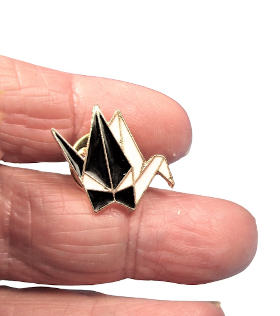 Black Origami Crane Enamel Pin - Etsy