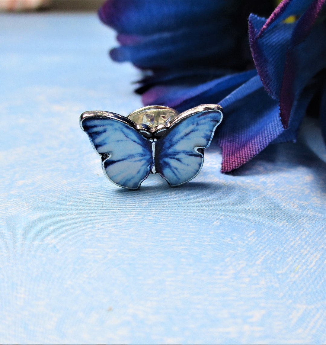 Butterfly Light Blue Enamel Pin - Etsy