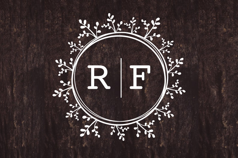 Rustic Wedding Logo Design, Monogram Crest, Wreath Wedding Logo ...