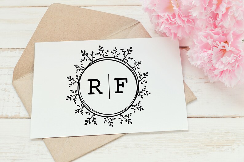Rustic Wedding Logo Design, Monogram Crest, Wreath Wedding Logo ...