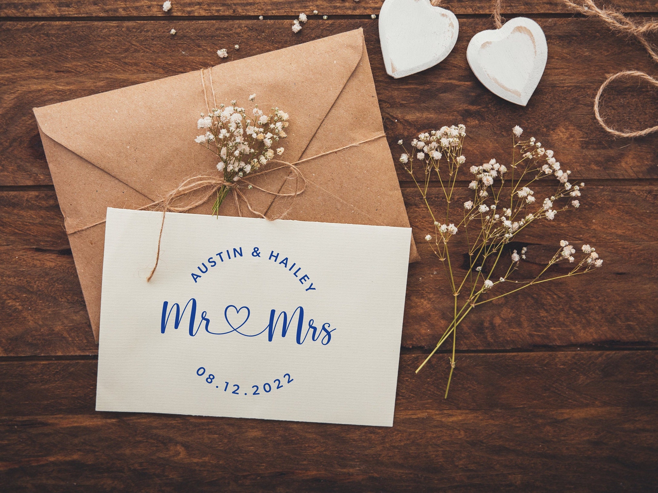 Wedding Logo Design With Bride and Groom's Names, Heart, Mr and Mrs ...